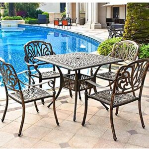 OKIDA 2 Piece Patio Bistro Chairs Outdoor Dining Chairs Set Cast Aluminum Chairs for Home Patio Garden Deck, Antique Bronze Finish