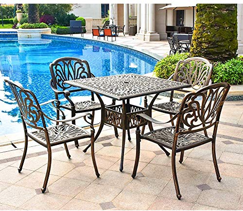 OKIDA 2 Piece Patio Bistro Chairs Outdoor Dining Chairs Set Cast Aluminum Chairs for Home Patio Garden Deck, Antique Bronze Finish