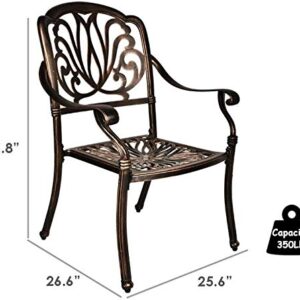 OKIDA 2 Piece Patio Bistro Chairs Outdoor Dining Chairs Set Cast Aluminum Chairs for Home Patio Garden Deck, Antique Bronze Finish