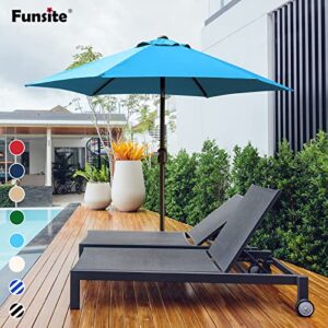 Funsite 7.5ft Patio Umbrella, UV Protect Market Table Umbrella with Heavy Duty Pole, Ventilate Design Outdoor Umbrella with Push Botton Tilt & Crank Ideal for Garden, Lawn, Deck, Yard&Pool, Light Blue