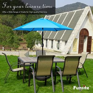 Funsite 7.5ft Patio Umbrella, UV Protect Market Table Umbrella with Heavy Duty Pole, Ventilate Design Outdoor Umbrella with Push Botton Tilt & Crank Ideal for Garden, Lawn, Deck, Yard&Pool, Light Blue