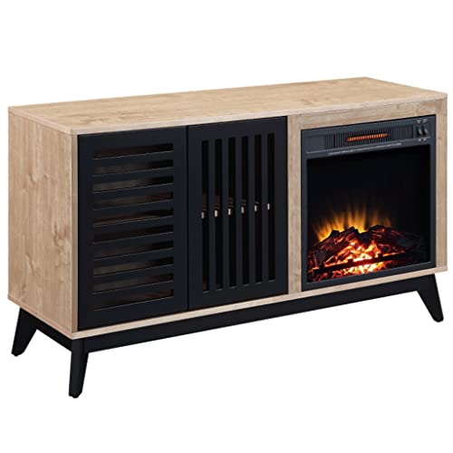 LIRUXUN Furniture Fireplace in Oak & Espresso Finish