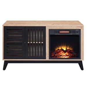 LIRUXUN Furniture Fireplace in Oak & Espresso Finish