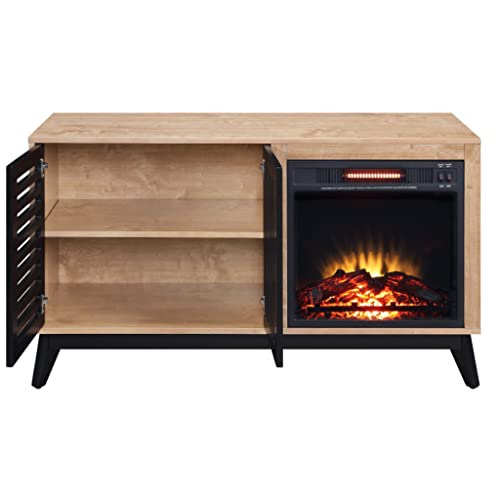 LIRUXUN Furniture Fireplace in Oak & Espresso Finish