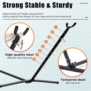 MGHH Hammock Stand Only, Heavy Duty Stand for Hammock 450LBS Capacity, Portable Hammock Holder for Outdoor, Patio or Indoor with Portable Carrying Case (Alloy Steel, Stand ONLY)