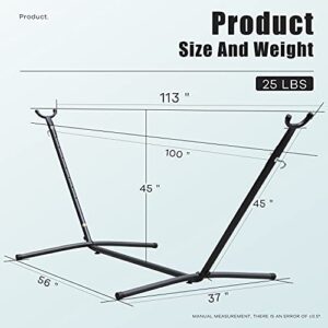 MGHH Hammock Stand Only, Heavy Duty Stand for Hammock 450LBS Capacity, Portable Hammock Holder for Outdoor, Patio or Indoor with Portable Carrying Case (Alloy Steel, Stand ONLY)