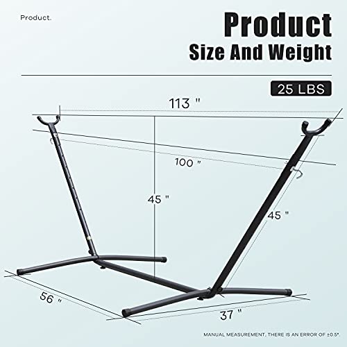 MGHH Hammock Stand Only, Heavy Duty Stand for Hammock 450LBS Capacity, Portable Hammock Holder for Outdoor, Patio or Indoor with Portable Carrying Case (Alloy Steel, Stand ONLY)