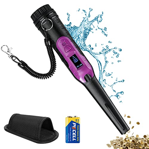 [2022 Newest] Metal Detector, LED Display Metal Detector Pinpointer, Handheld Pin Pointer Metal Detector, IP68 Full-Waterproof Underwater, Treasure Hunting Tool for Kids, Adults (HS-11 Purple)