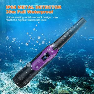 [2022 Newest] Metal Detector, LED Display Metal Detector Pinpointer, Handheld Pin Pointer Metal Detector, IP68 Full-Waterproof Underwater, Treasure Hunting Tool for Kids, Adults (HS-11 Purple)