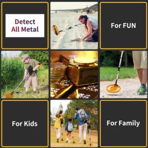 DeeAWai Kids Metal Detector - 2 lbs Lightweight Metal Detectors for Kids Adults - Junior All Metal Metal Detector Adjust from 30" to 42" with 8" Waterproof Search Coil, Orange