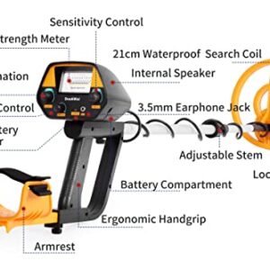 DeeAWai Kids Metal Detector - 2 lbs Lightweight Metal Detectors for Kids Adults - Junior All Metal Metal Detector Adjust from 30" to 42" with 8" Waterproof Search Coil, Orange