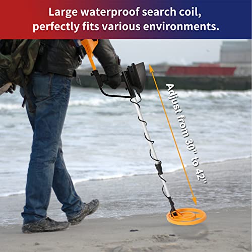 DeeAWai Kids Metal Detector - 2 lbs Lightweight Metal Detectors for Kids Adults - Junior All Metal Metal Detector Adjust from 30" to 42" with 8" Waterproof Search Coil, Orange