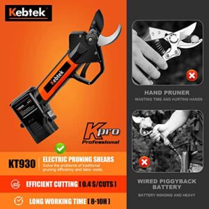 Kebtek Electric Pruning Shears Professional Cordless Pruning Shears for Gardening Battery Operated Pruning Shears with 2 PCS Rechargeable Battery 5000 Cut Single Charge 30mm (1.2") Cutting Diameter