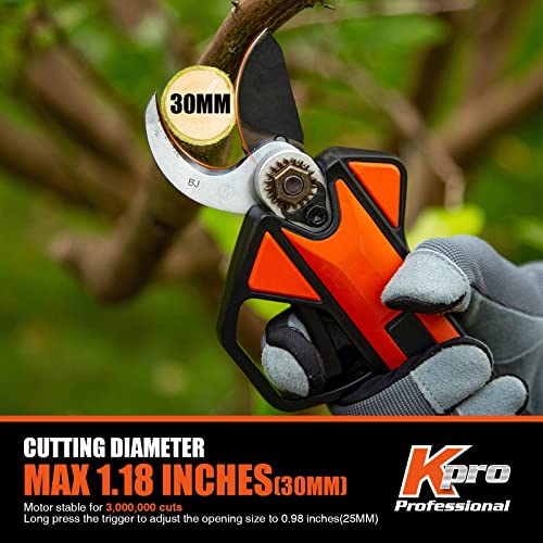 Kebtek Electric Pruning Shears Professional Cordless Pruning Shears for Gardening Battery Operated Pruning Shears with 2 PCS Rechargeable Battery 5000 Cut Single Charge 30mm (1.2") Cutting Diameter