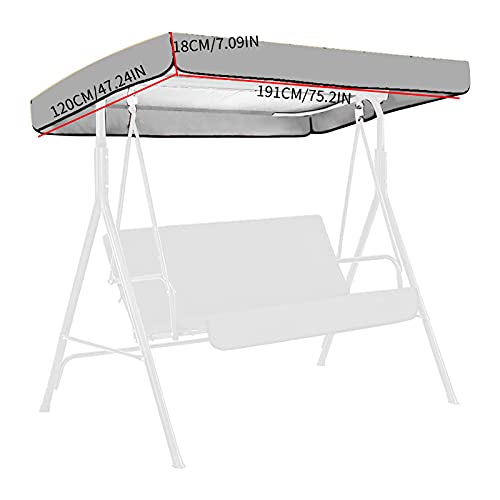 Lucitingfinil Patio Canopy Swing Cover Outdoor Swing Canopy Replacement Waterproof UV Resistant Durable Removable Swing Canopy Cover 75x47inch (Silver)