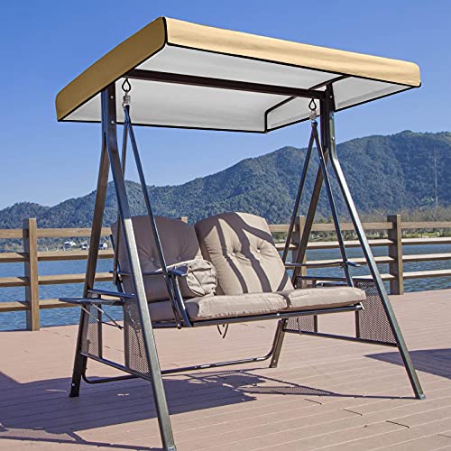 Lucitingfinil Patio Canopy Swing Cover Outdoor Swing Canopy Replacement Waterproof UV Resistant Durable Removable Swing Canopy Cover 75x47inch (Silver)