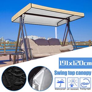 Lucitingfinil Patio Canopy Swing Cover Outdoor Swing Canopy Replacement Waterproof UV Resistant Durable Removable Swing Canopy Cover 75x47inch (Silver)