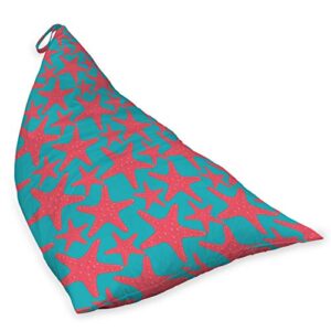 Ambesonne Nautical Lounger Chair Bag, Starfishes Pattern Hand Drawn Marine Wildlife Design Ocean Fauna Illustration, High Capacity Storage with Handle Container, Lounger Size, Teal and Coral