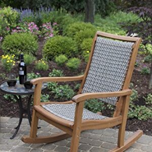 Outdoor Interiors Resin Wicker and Eucalyptus Rocking Chair, Brown and Grey