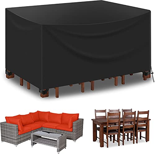 Patio Furniture Covers, Smdodddy Waterproof Rectangular Patio Furniture Set Cover, Patio Covers 79" L x 63" W x 28" H Outdoor Sectional Sofa Set Covers, Outdoor Patio Table Covers Fit for 8-10 Seats (79" L x 63" W x 28" H)