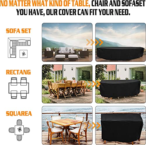 Patio Furniture Covers, Smdodddy Waterproof Rectangular Patio Furniture Set Cover, Patio Covers 79" L x 63" W x 28" H Outdoor Sectional Sofa Set Covers, Outdoor Patio Table Covers Fit for 8-10 Seats (79" L x 63" W x 28" H)