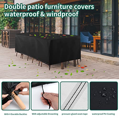 Patio Furniture Covers, Smdodddy Waterproof Rectangular Patio Furniture Set Cover, Patio Covers 79" L x 63" W x 28" H Outdoor Sectional Sofa Set Covers, Outdoor Patio Table Covers Fit for 8-10 Seats (79" L x 63" W x 28" H)