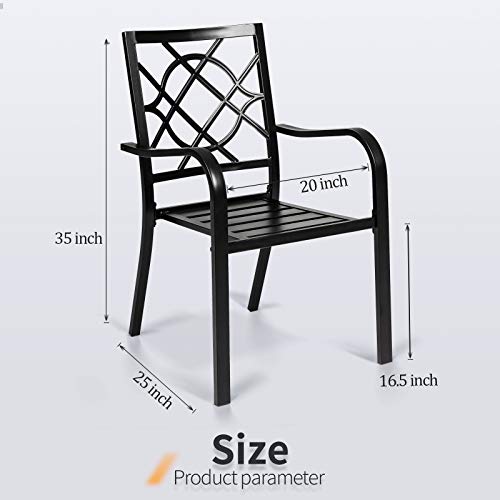 SUNCROWN 2 Pieces Wrought Iron Chairs Outdoor Dining Chairs Patio Metal Stack Chair for Backyard Garden