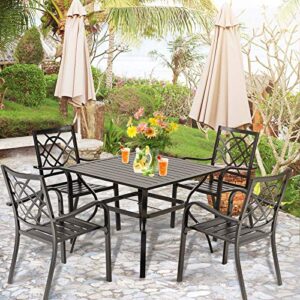 SUNCROWN 2 Pieces Wrought Iron Chairs Outdoor Dining Chairs Patio Metal Stack Chair for Backyard Garden