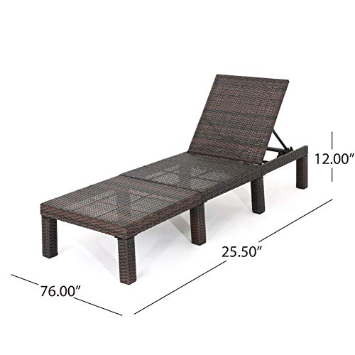 Christopher Knight Home Jamaica Outdoor Wicker Chaise Lounges without Cushions, 2-Pcs Set, Multibrown