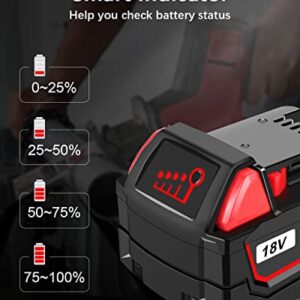 COOMYXIN 2Pack 6000mAh Replacement for Milwaukee M-18 Battery with 6 Protection Function and Sturdy Shell，Compatible with Milwaukee 18V Tools and Charger