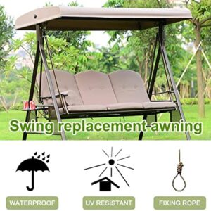 BTURYT Replacement Canopy for Swing Seat 3 Seater Garden Hammock Cover, 210D Oxford Cloth Patio Swing Top Cover with 4 Reinforced Corner Pockets(top Cover only)