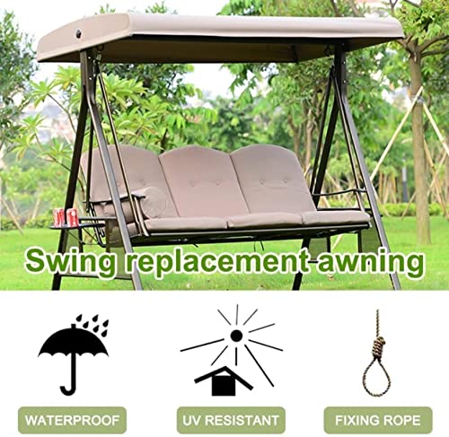 BTURYT Replacement Canopy for Swing Seat 3 Seater Garden Hammock Cover, 210D Oxford Cloth Patio Swing Top Cover with 4 Reinforced Corner Pockets(top Cover only)