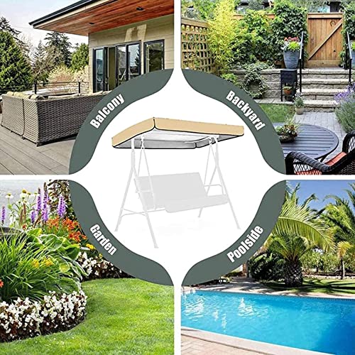 BTURYT 210D Oxford Cloth Patio Swing Top Cover with 4 Reinforced Corner Pockets,Replacement Canopy for Swing Seat 3 Seater Garden Hammock Cover-(top Cover only)