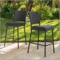 GDF Studio Sandy Point Patio Furniture ~ Wicker Outdoor Bar Stool (Set of 2)