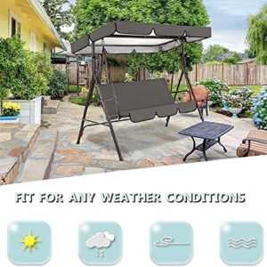 BTURYT Waterproof Patio Swing Canopy Cover Set, Swing Canopy Replacement, Windproof Waterproof Anti-UV Top Cover for Patio Swing 2-3 Seat Chair Sunshade(top Cover + Chair Cover)