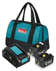 amityke 6.0ah battery replacement for makita 18v battery with one charger (including a tool bag)