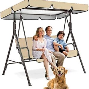 BTURYT Waterproof Swing Top Cover & Seat Cover,Patio Swing Canopy Replacement,Outdoor Swing Canopy Cover Set,210D Oxford Cloth, for Outdoor/Patio/Lawn/Garden-(top Cover + Chair Cover)