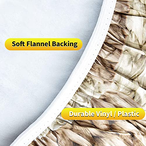 mimdmi Table Cloth, Fitted Round Plastic Vinyl Tablecloth with Flannel Backing and Elastic Edge, Waterproof Table Protector for Dining Room Table (Wicker, Large, 43-56 inch )