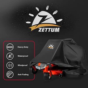 Zettum Zero Turn Mower Cover - Zero-Turn Lawn Mower Covers Waterproof & Heavy Duty, 600D Outdoor Universal Fit Mower Cover with Storage Bag for Greenworks, EGO, Craftsman, Husqvarna, Honda and More