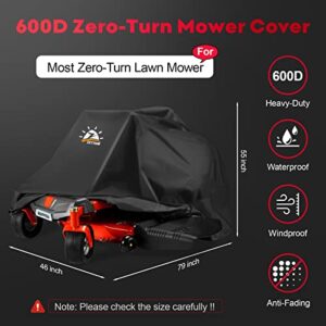 Zettum Zero Turn Mower Cover - Zero-Turn Lawn Mower Covers Waterproof & Heavy Duty, 600D Outdoor Universal Fit Mower Cover with Storage Bag for Greenworks, EGO, Craftsman, Husqvarna, Honda and More