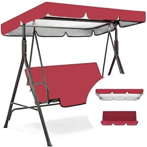 bturyt patio swing canopy waterproof top cover set, swing canopy replacement cover and swing chair cover for patio garden swing outdoor(top cover + chair cover)