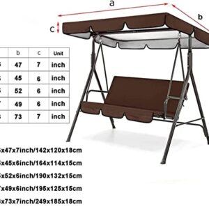 BTURYT Patio Swing Canopy Replacement Garden Hammock Cover,Waterproof 210D Oxford Swing Replacement Top Cover,2-3 Seater Furniture Covers(top Cover only)