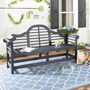 safavieh pat6705k outdoor collection khara grey bench, dark slate gray