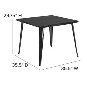 Flash Furniture Commercial Grade 35.5" Square Black Metal Indoor-Outdoor Table