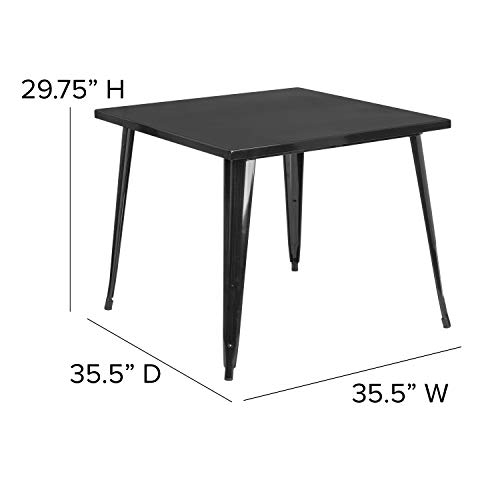 Flash Furniture Commercial Grade 35.5" Square Black Metal Indoor-Outdoor Table