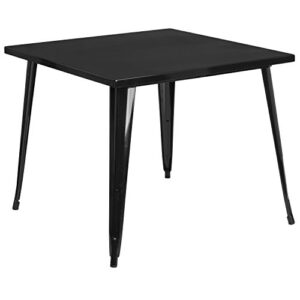 Flash Furniture Commercial Grade 35.5" Square Black Metal Indoor-Outdoor Table