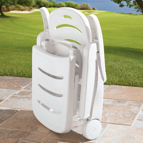 BrylaneHome Resin Folding Lounger Patio Chair, White