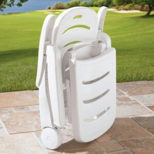 BrylaneHome Resin Folding Lounger Patio Chair, White