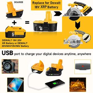 【Fast USB | Replace for Dewalt 18V to 20V Battery Adapter】Converter DCA1820 for Dewalt 18V Tools, Convert Dewalt 20V Battery DCB203 DCB205 to Dewalt 18V XRP NiCd NiMh Battery DC9098 DC9096 for Phone…