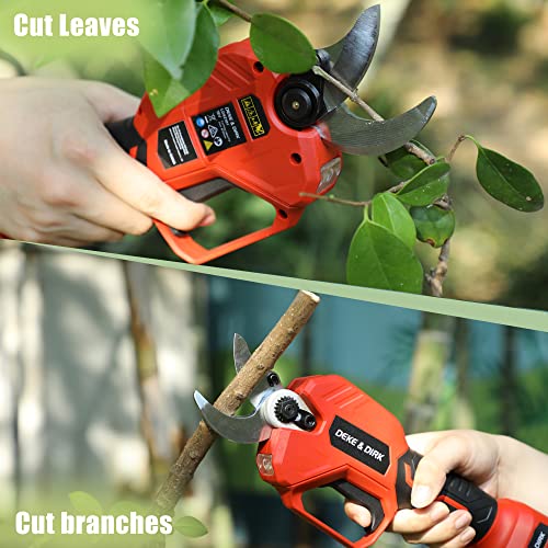 DEKE&DIRK Electric Pruning Shears Professional Cordless Tree Pruner with 2 PCS Rechargeable 2Ah Lithium Battery, Electric Tree Branch Trimmer with Brushless Motor, 1.2 Inch (30mm) Cutting Diameter